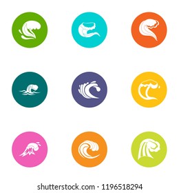Rolling Wave Icons Set Flat Set Stock Vector (Royalty Free) 1196518294 ...