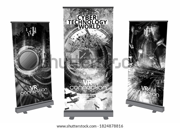 Rollup Banner Design Abstract Technology Concept Stock Vector (Royalty ...