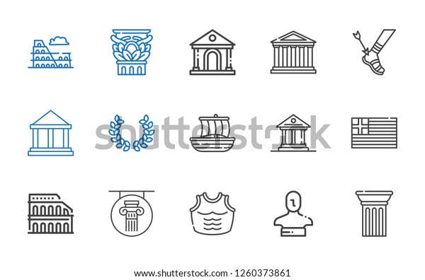Roman Icons Set Collection Roman Column Stock Vector (Royalty Free ...