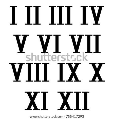 Roman Numerals Black Numbers On White Stock Vector (Royalty Free ...