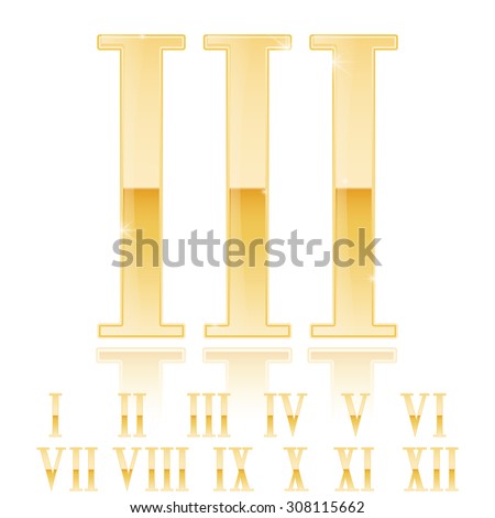 Roman Numerals Set Golden Numerals Gold Stock Vector (Royalty Free ...