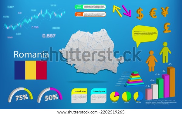 Romania Map Info Graphics Charts Symbols: เวกเตอร์สต็อก (ปลอดค่า ...