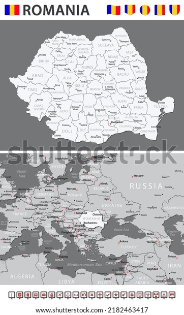 Romania Map Vector Infographic Set Vector: เวกเตอร์สต็อก (ปลอดค่า ...