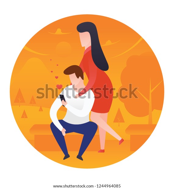 Romantic Couple Flat Illustration Couple Posing Stock Vector Royalty