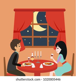 Romantic Dinner Illustratrion Stock Vector (Royalty Free) 1020005446 ...