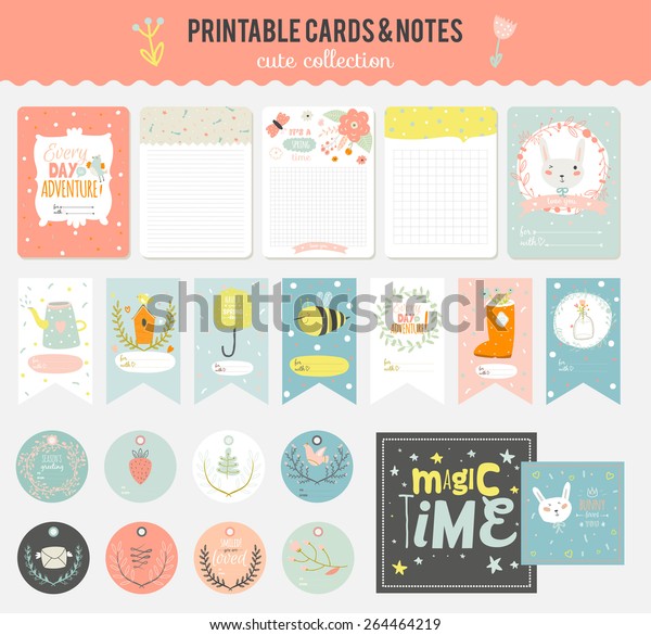 Romantic Love Cards Notes Stickers Labels Stock Vector (Royalty Free ...
