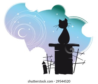Romantic Night Scene Vector Art Illustration Stock Vector (Royalty Free ...
