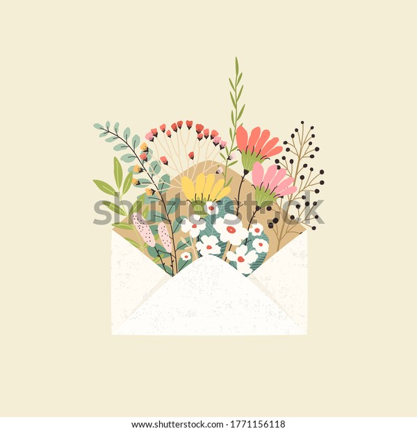 Romantic Symbol Letter Message Spring Summer Stock Vector (Royalty Free ...