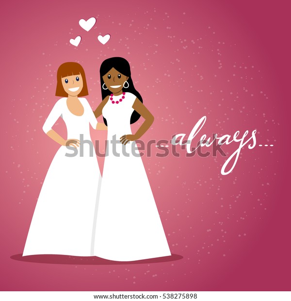 Romantic Vector Illustration Happy Samesex Couple Stock Vector (Royalty ...