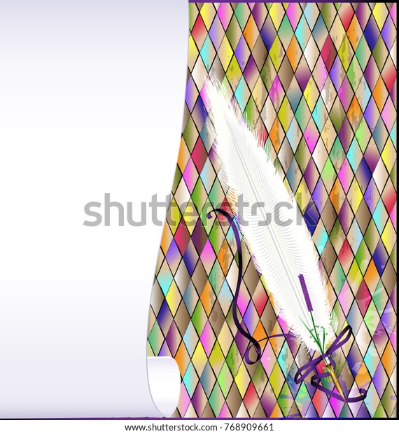 Romb Background White Feather Pen Stock Vector (Royalty Free) 768909661 ...
