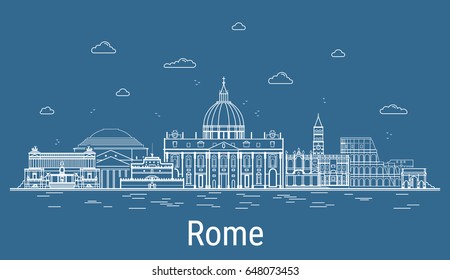 Rome City Line Art Vector Illustration Stock Vector (Royalty Free ...