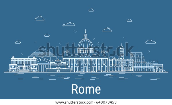 Rome City Line Art Vector Illustration Stock Vector (Royalty Free ...