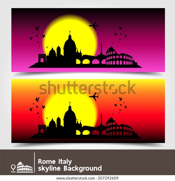 Rome Italy Skyline Background Vector Illustration Stock Vector (Royalty ...