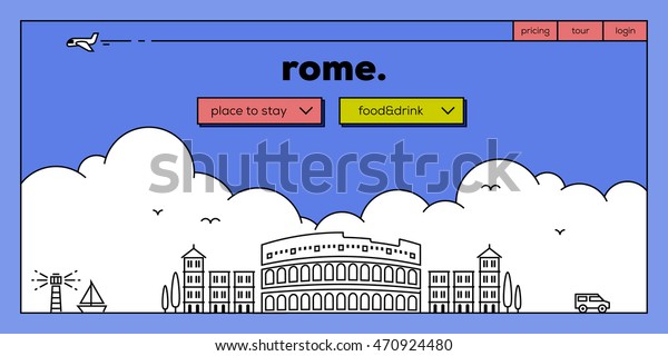 Rome Modern Web Banner Design Vector Stock Vector (Royalty Free) 470924480