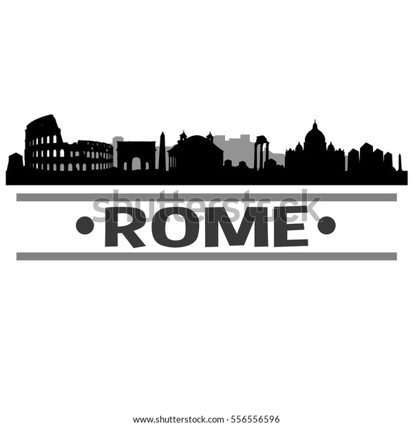 Rome Skyline Silhouette Cityscape Vector Famous Stock Vector (Royalty ...