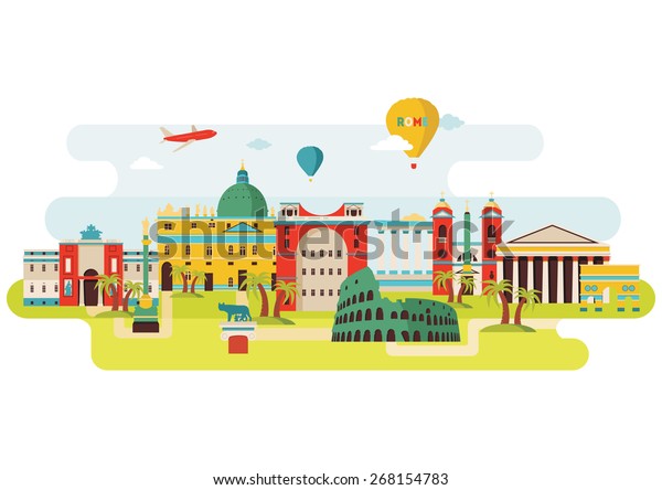 Rome Skyline Vector Illustration Stock Vector (Royalty Free) 268154783 ...