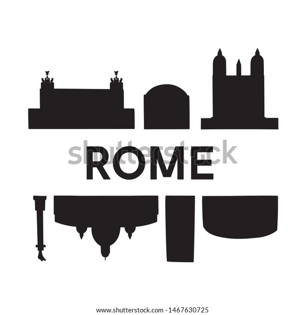 Rome Skyline Vector Illustration Original Design Stock Vector (Royalty ...