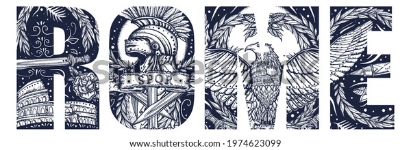 Rome Slogan Ancient Roman Eagle Spartan Stock Vector (Royalty Free ...