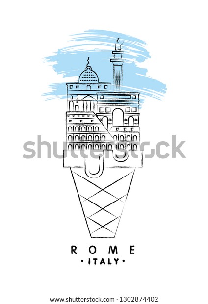 Rome Vector Illustration Typography Design Stock Vector (Royalty Free ...