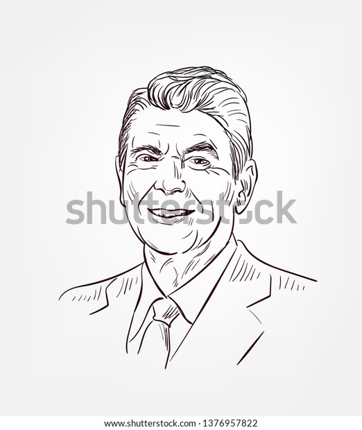 Ronald Reagan Usa President Vector Sketch: เวกเตอร์สต็อก (ปลอดค่า ...