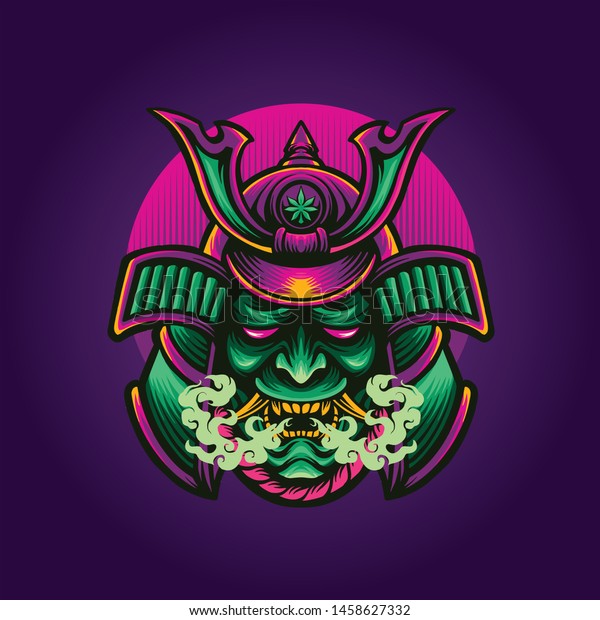 Ronin Head Mascot Logo Design Stock Vector (Royalty Free) 1458627332