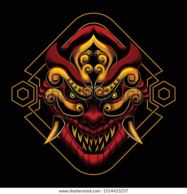Ronin Samurai Mask Angry Face Vector Stock Vector (Royalty Free ...