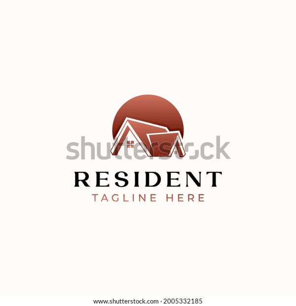 Roof House Gold Gradient Logo Template Stock Vector (Royalty Free ...