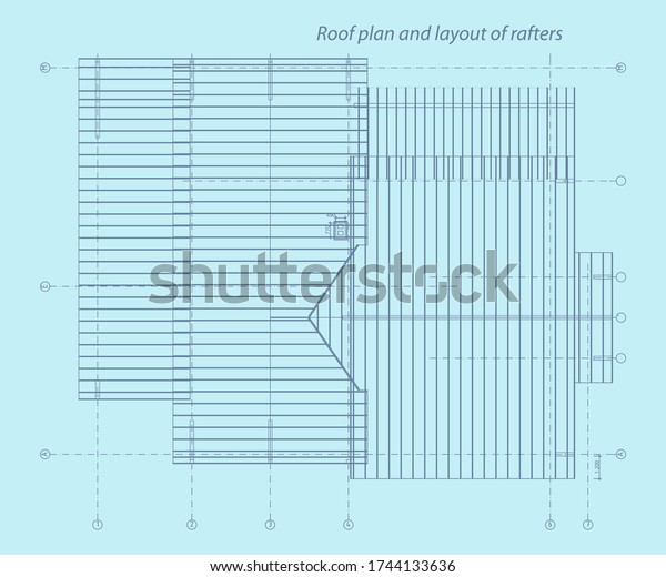 Roof Plan Rafters Layout Project Wooden Stock Vector (Royalty Free ...