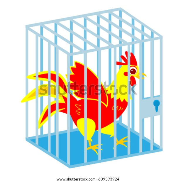 Rooster Cage Cartoon Vector On White Stock Vector (Royalty Free ...