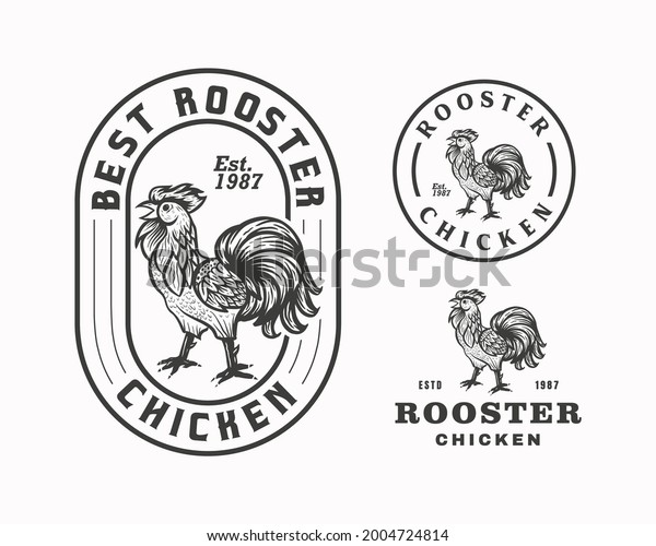 Rooster Chicken Emblem Logo Design Templates Stock Vector (Royalty Free ...
