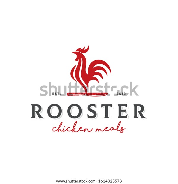 Rooster Chicken Restaurant Logo Design Template: vector de stock (libre ...