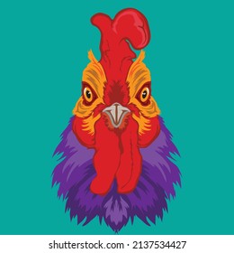 Rooster Face Vector Illustration Decorative Cartoon Stock Vector ...