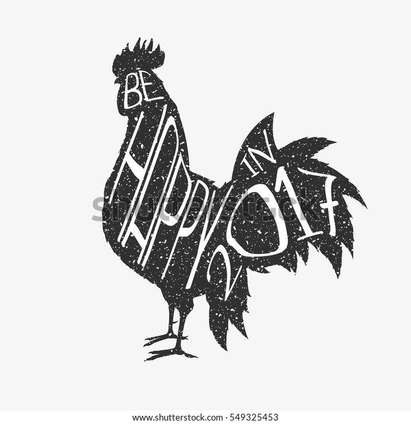 Rooster Lettering Isolated On White Background Stock Vector (Royalty ...