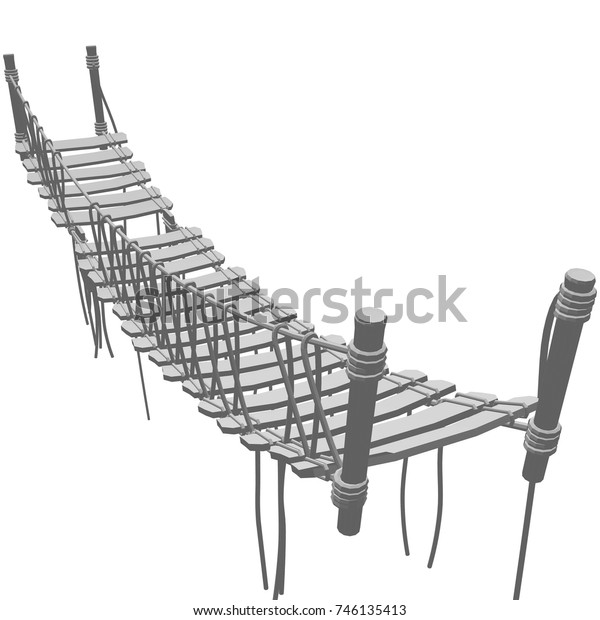 Rope Bridge Isolated On White Background Stock Vector (Royalty Free ...