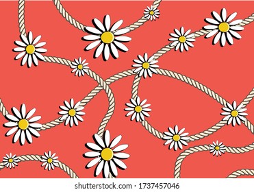 Rope Daisy Coral Flower Pattern Design Stock Vector (Royalty Free ...