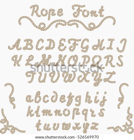 Rope Font Nautical Hand Written Letters Stock Vector (Royalty Free ...