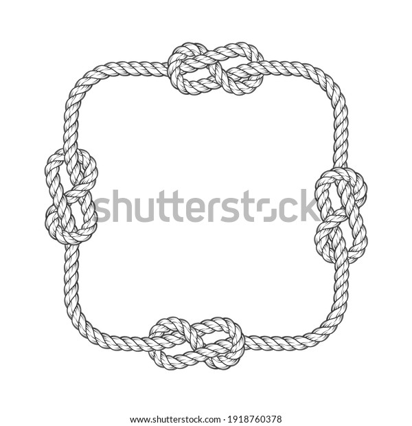 Rope Frame Square Rope Frame Knots Stock Vector (Royalty Free ...