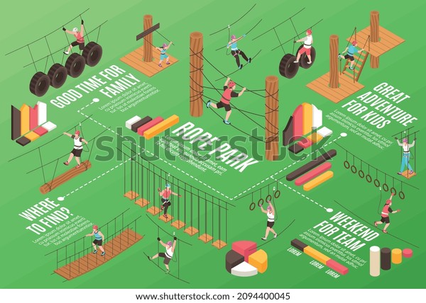 Rope Park Horizontal Infographics Background Depicting 库存矢量图（免版税 ...