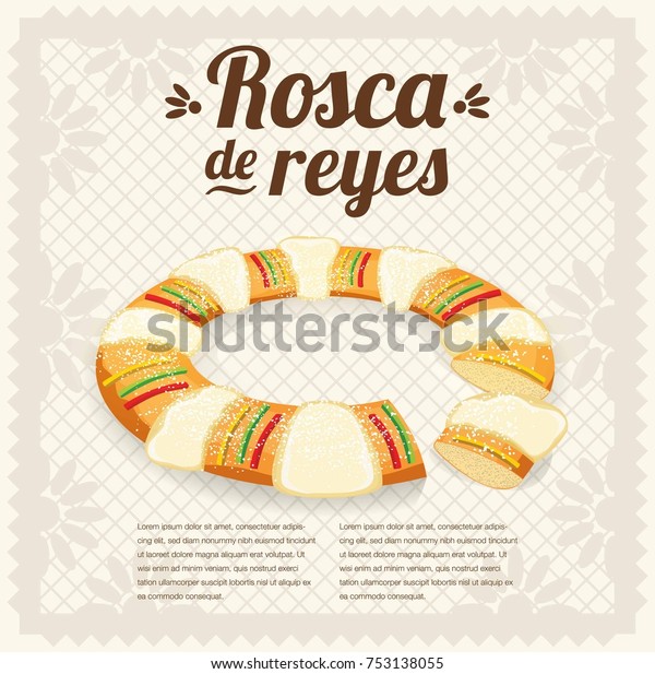 Rosca De Reyes Three Kings Cake Stock Vector (Royalty Free) 753138055 ...