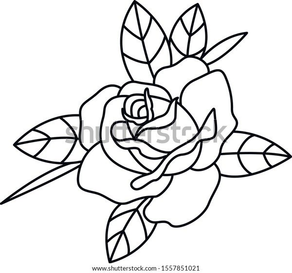 Rose Art Design Element Line Work Stock Vector (Royalty Free ...