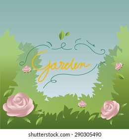 Rose Bush Frame Garden Background Vector Stock Vector (Royalty Free ...
