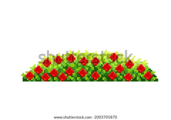 Rose Bush Pixel Art Decorative Bush Stock Vector (Royalty Free ...