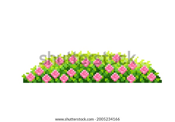 Rose Bush Pixel Art Decorative Bush: เวกเตอร์สต็อก (ปลอดค่าลิขสิทธิ์ ...