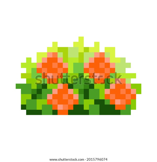 Rose Bush Pixel Art Decorative Bush Stock Vector (Royalty Free ...
