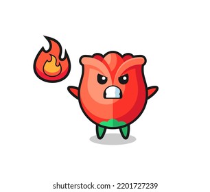 Rose Character Cartoon Angry Gesture Cute Stock Vector (Royalty Free ...