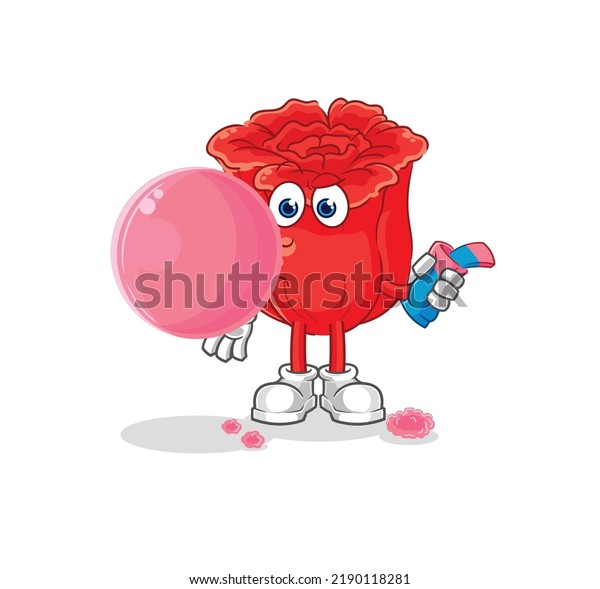 Rose Chewing Gum Vector Cartoon Character: เวกเตอร์สต็อก (ปลอดค่า ...