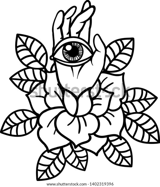 Rose Eye Tattoo Hand Vector Illustration Stock Vector (Royalty Free ...