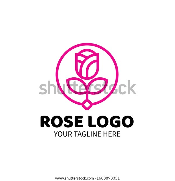 Rose Flower Outline Logo Vector Illustration Stock Vector (Royalty Free ...