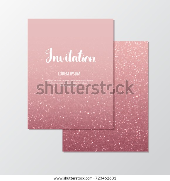 Rose Gold Glitter Invitation Template Sparkles Stock Vector (Royalty ...