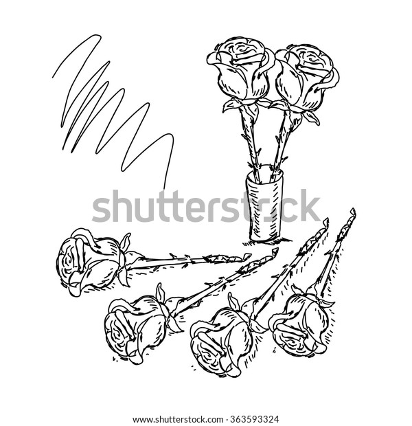 Rose Hand Drawing Vector Doodle Design Stock Vector (Royalty Free ...